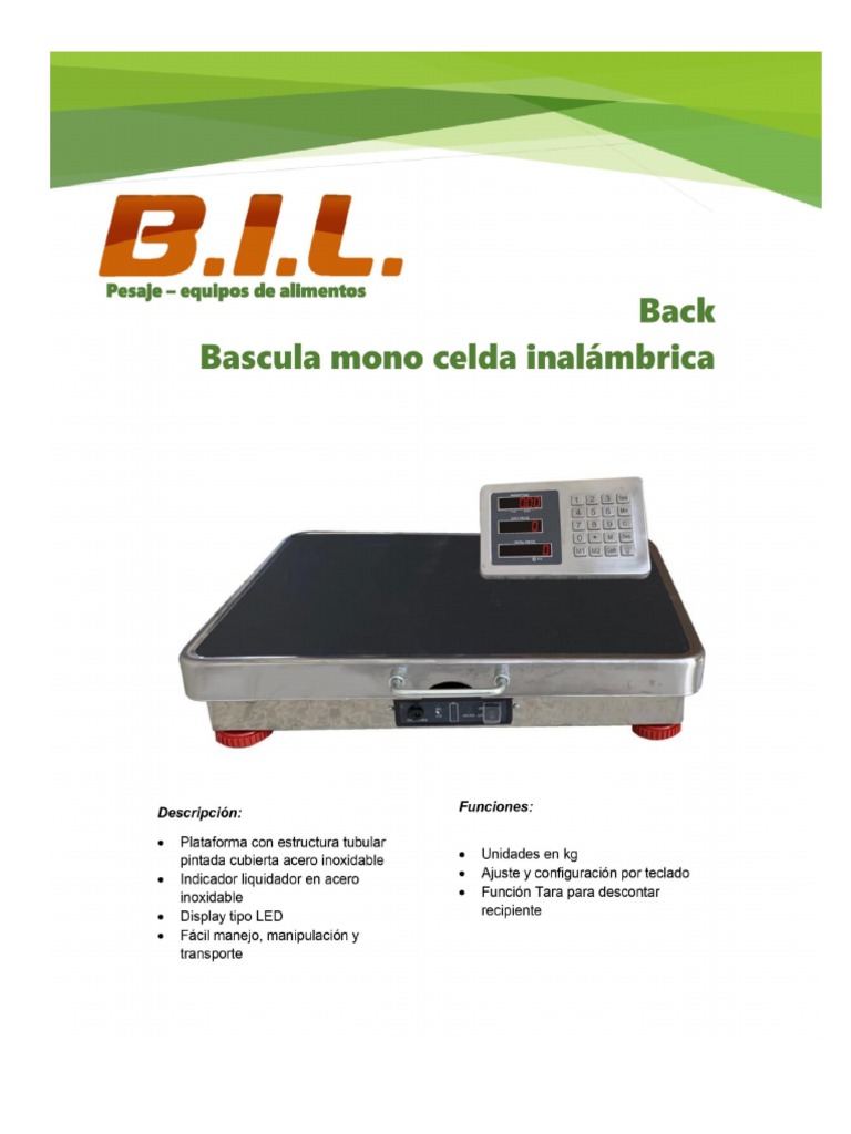 Ficha Tecnica de Bascula Inalambrica Bil | PDF