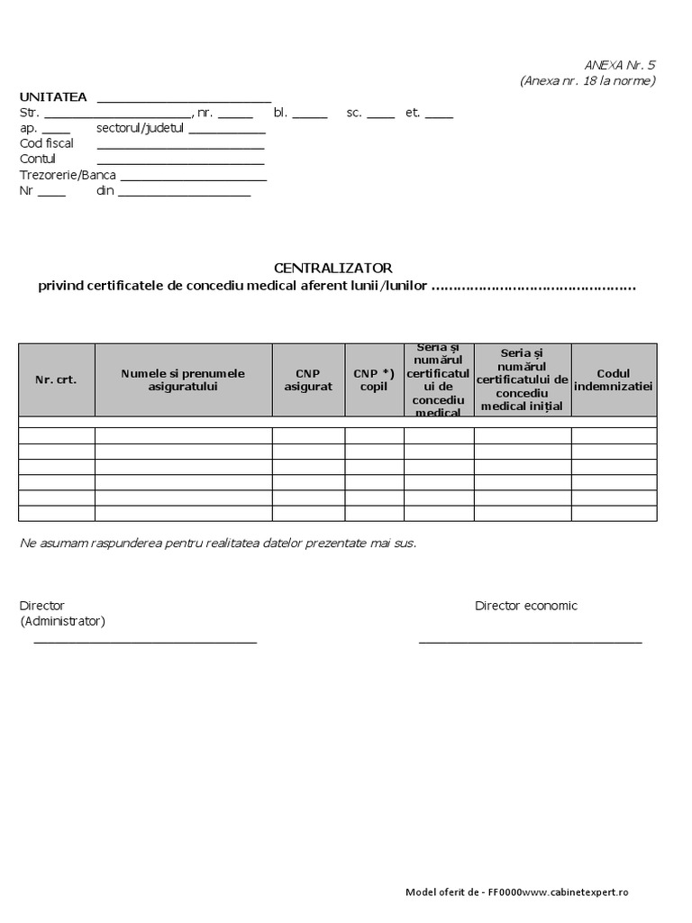 Anexa 18-Centralizator | PDF