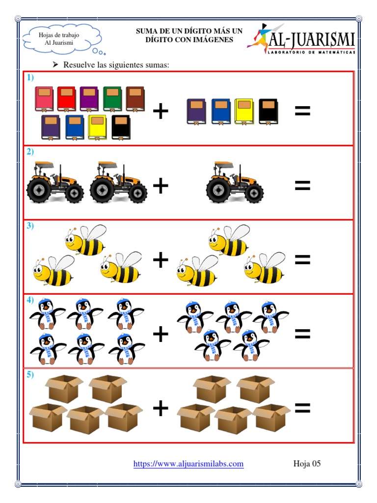 Hoja 05 Suma de Un Dígito Más Un Dígito Con Imágenes | PDF