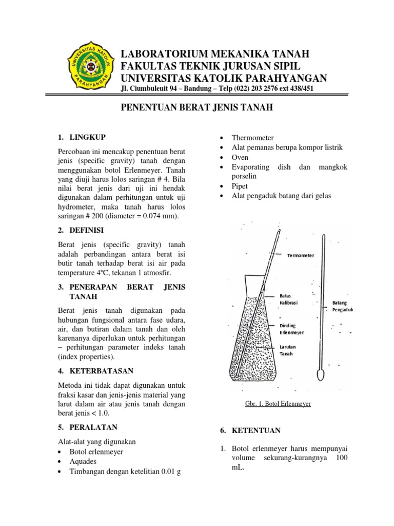 1.1 Uji Penentuan Berat Jenis Tanah | PDF
