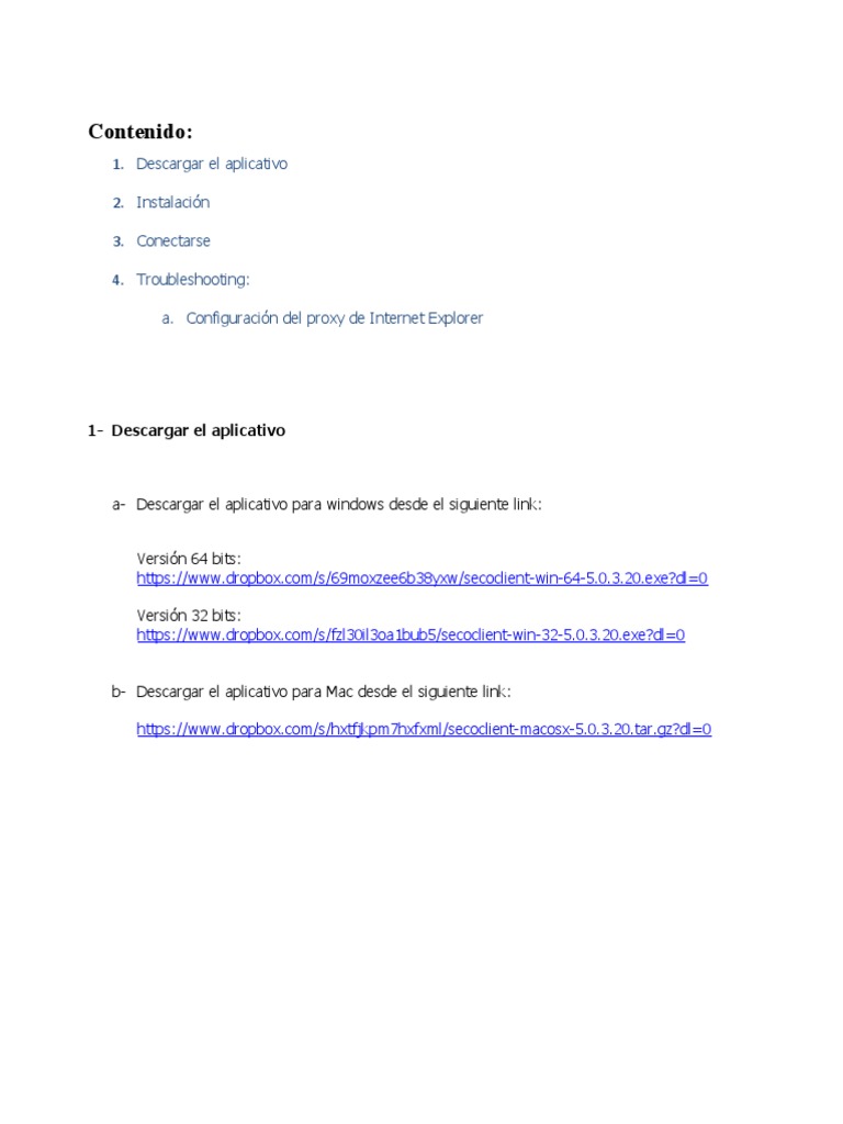 Procedimiento - Instalación Secoclient v2.0 | PDF