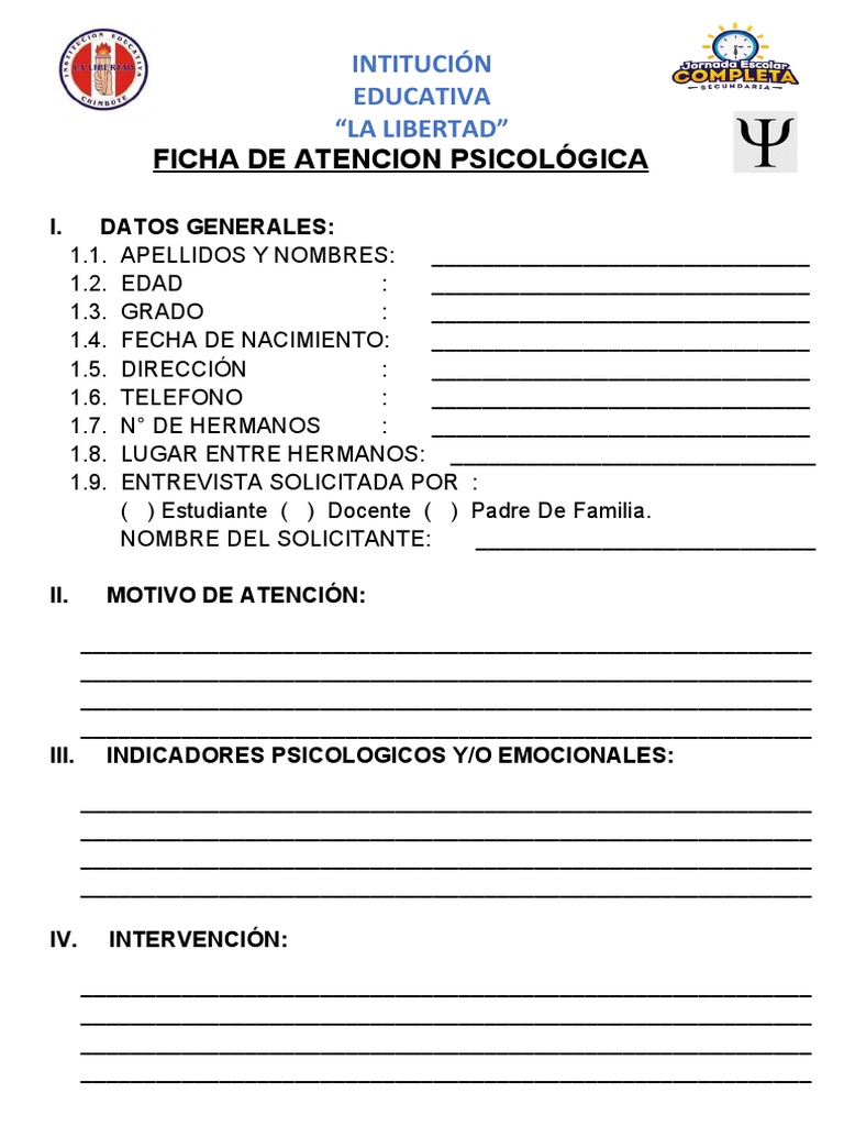 Ficha de Atencion Psicologica | PDF