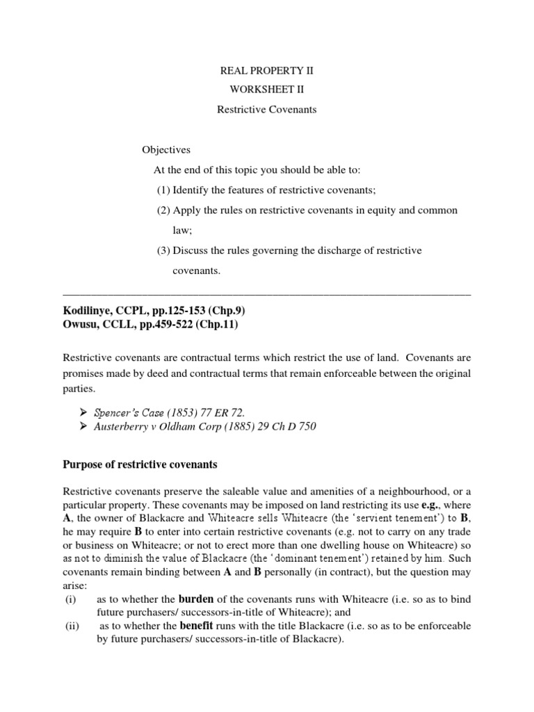 Understanding Restrictive Covenants | PDF | Covenant (Law) | Easement