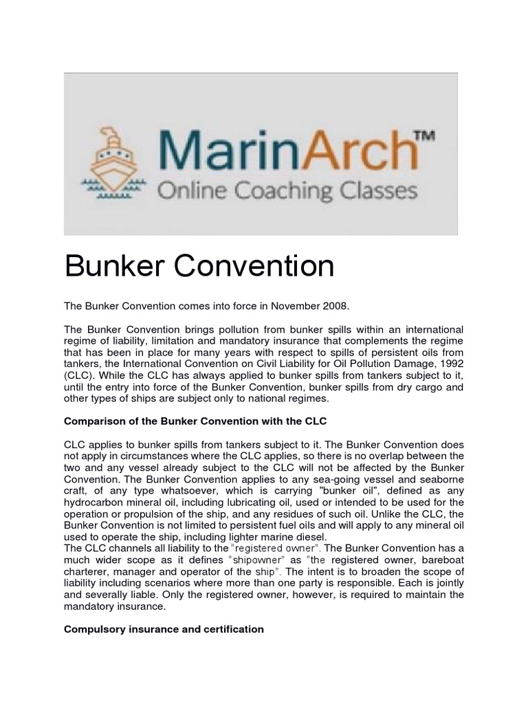 Bunker Convention | PDF | Fuel Oil | Oil Tanker
