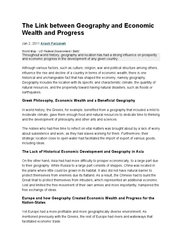 The Link Between Geography and Economic Wealth and Progress | PDF ...