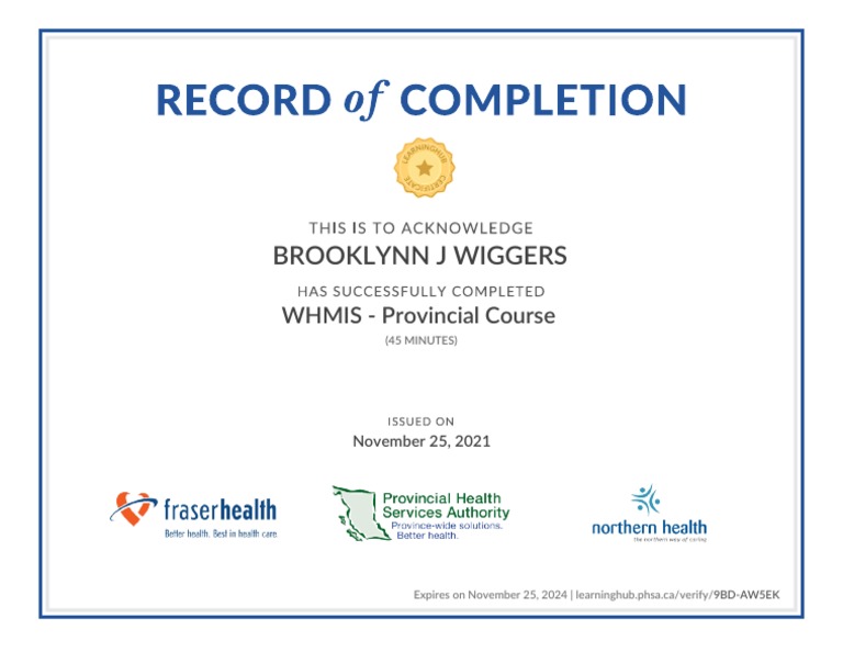 Whmis Certificate | PDF