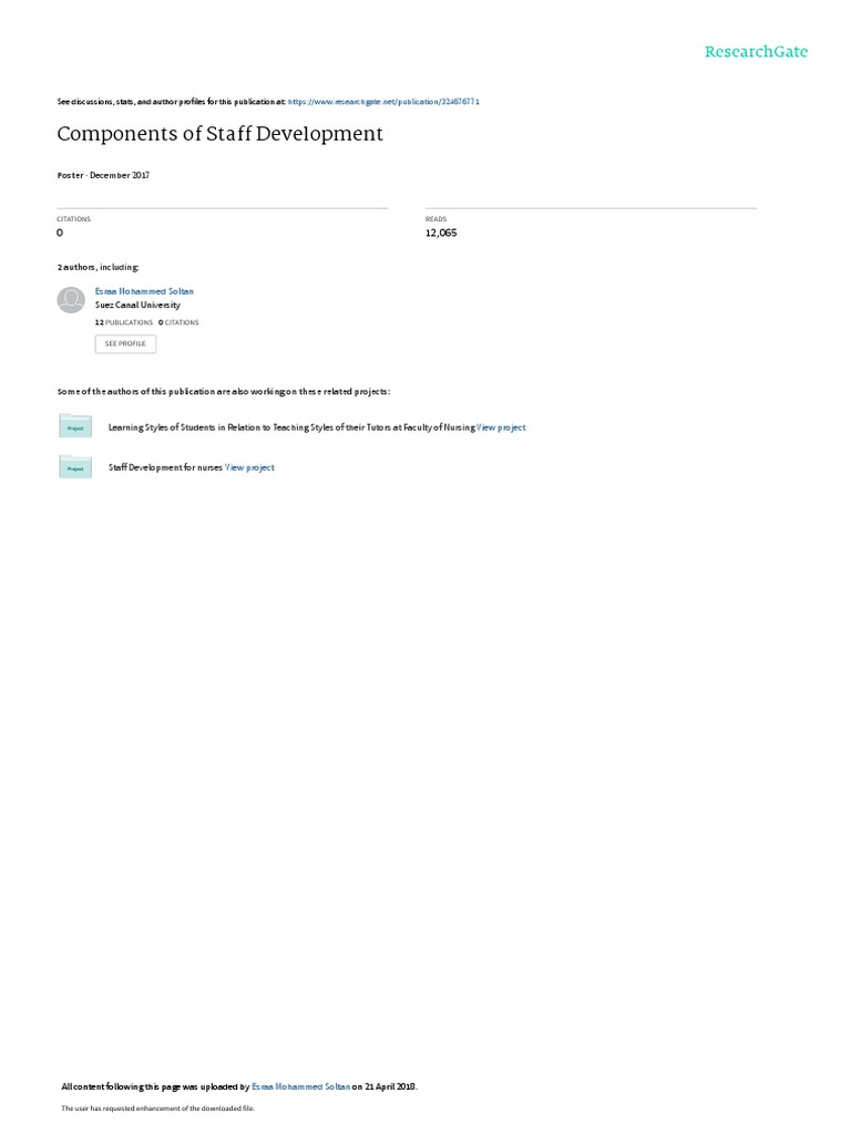 Components of Nursing Staff Development | PDF | Nursing | Leadership