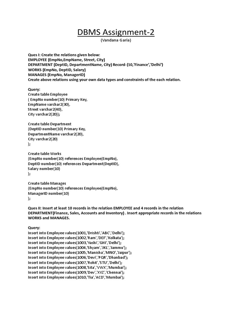 DBMS 2 | PDF | Sql | Databases