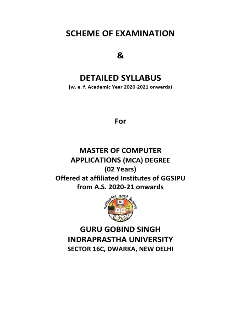 MCA Scheme and Syllabus of 2 Years Duration W.E.F. Academic Year 2020-2021 | PDF | Computer ...