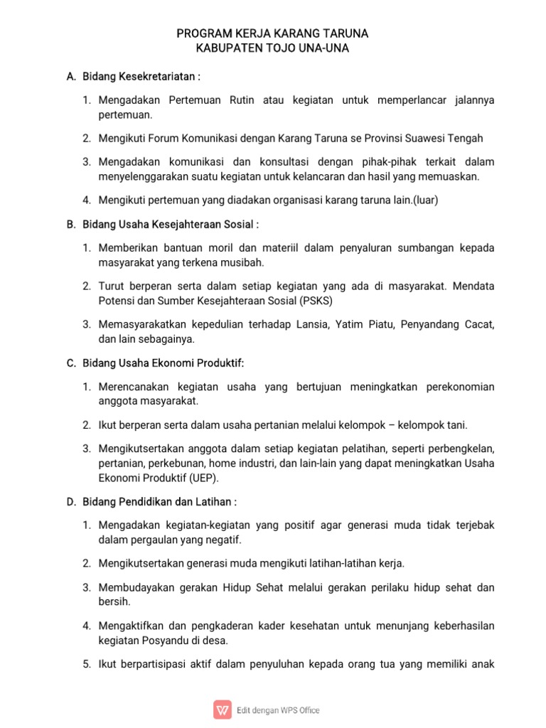 Draft Program Kerja Karang Taruna | PDF