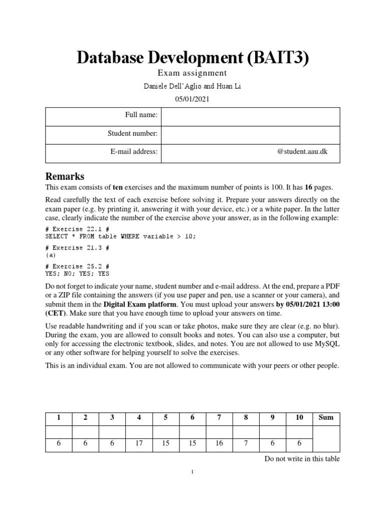 Exam DBU F20 Solutions | PDF | Information Technology Management ...