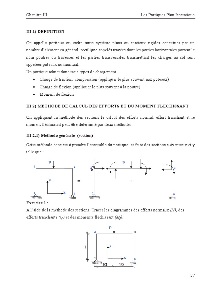 Calcul des Portiques Plan Isostatique | PDF | Flexion (matériau ...