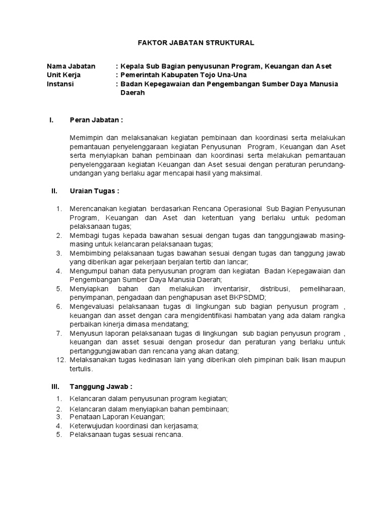 Kasubbag Penyusu Program, Keuangan Dan Aset | PDF Kasubbag Penyusu Program, Keuangan Dan Aset | PDF