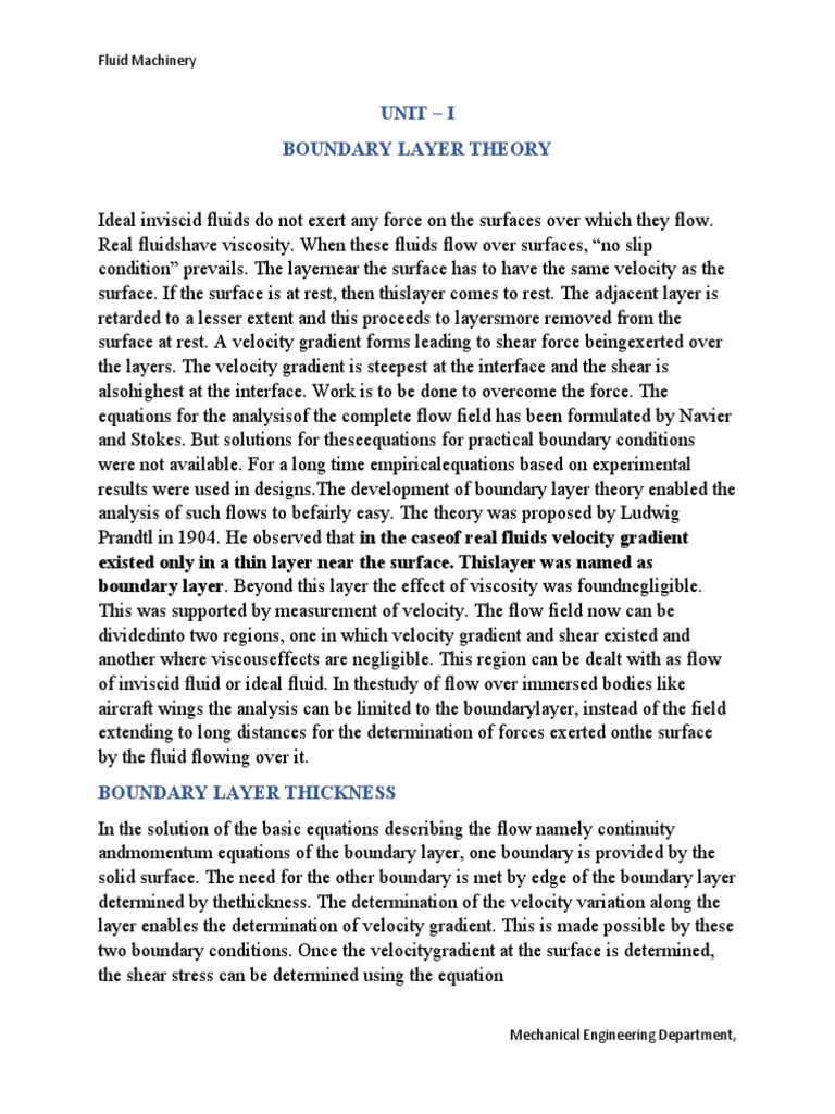 Unit 1 | PDF | Boundary Layer | Fluid Mechanics