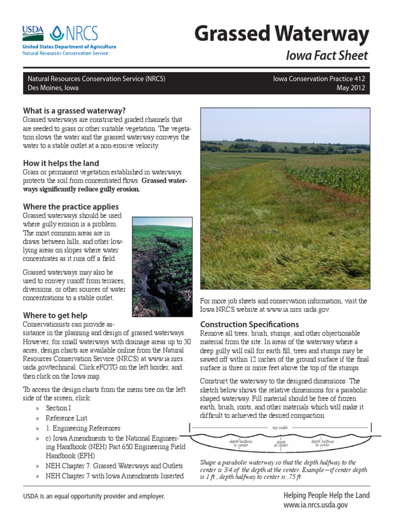 Grassed Waterway Fact Sheet | PDF | Natural Resources Conservation ...