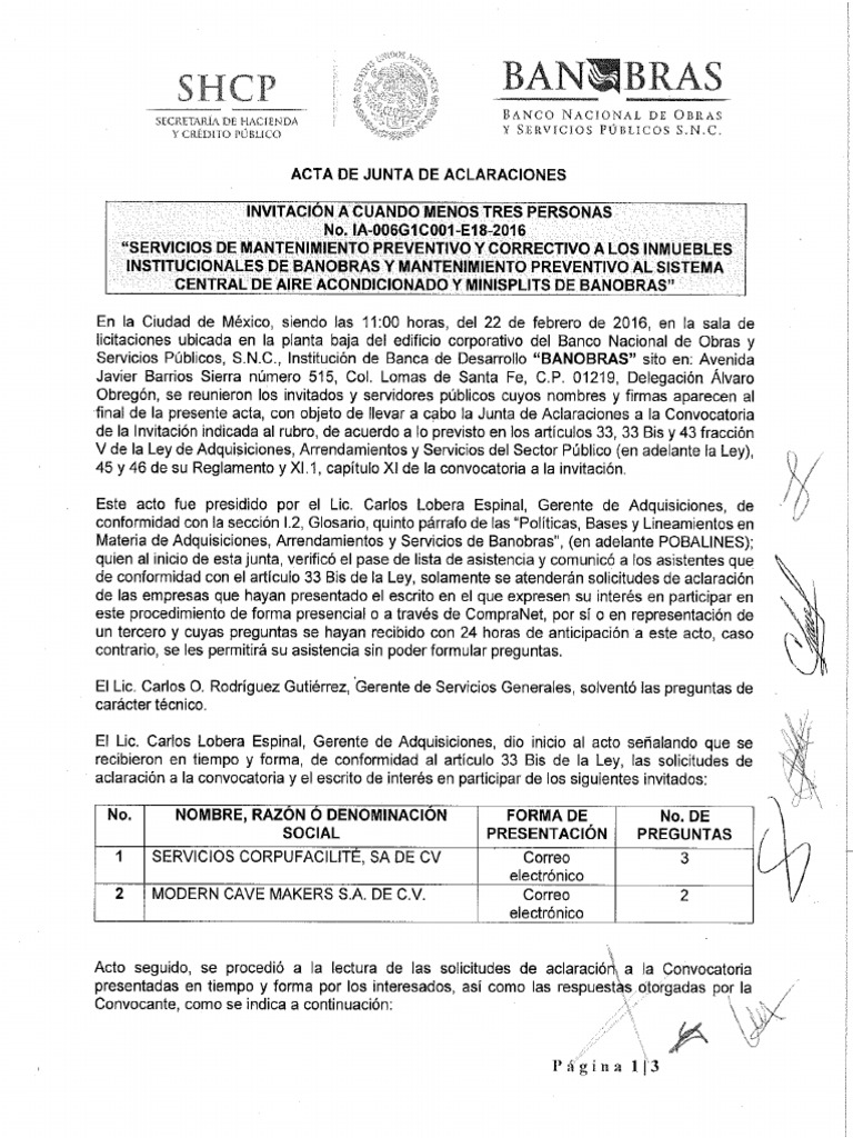 Junta de Aclaraciones | PDF