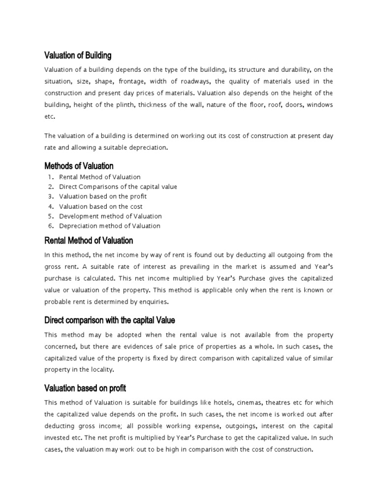Valuation Notes | PDF | Real Estate Appraisal | Depreciation