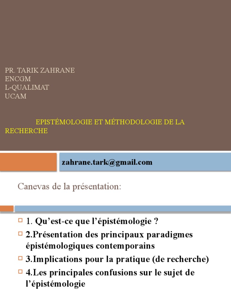 Cours Epistemologie Et Methodologie de Recherche (Fsjes Marrakech) | PDF | Épistémologie | Empirisme
