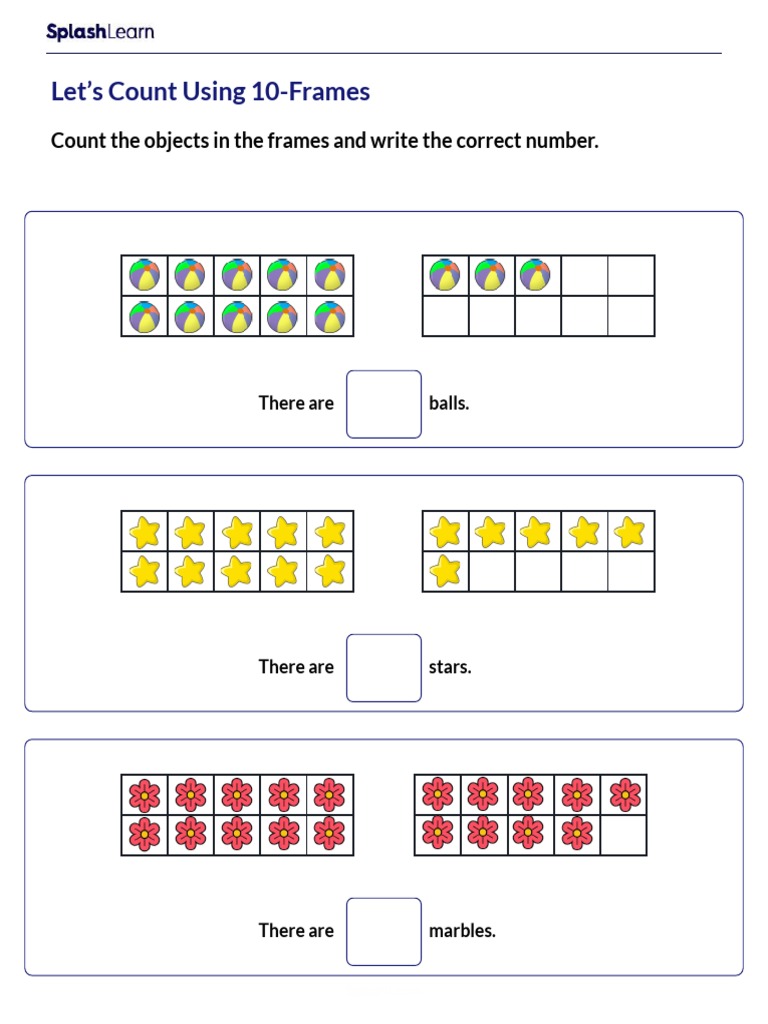 Counting Using 10-Frames Worksheet | PDF