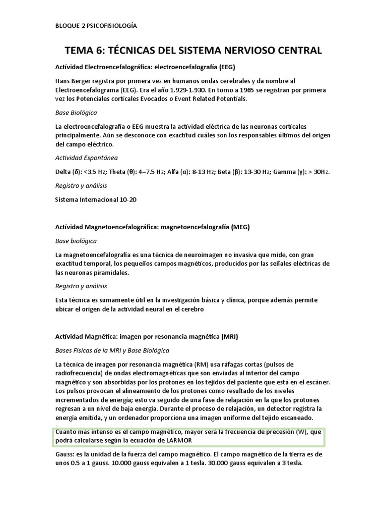 TEMA 6 Psicofisio | PDF | Tomografía de emisión de positrones | Neuroimagen