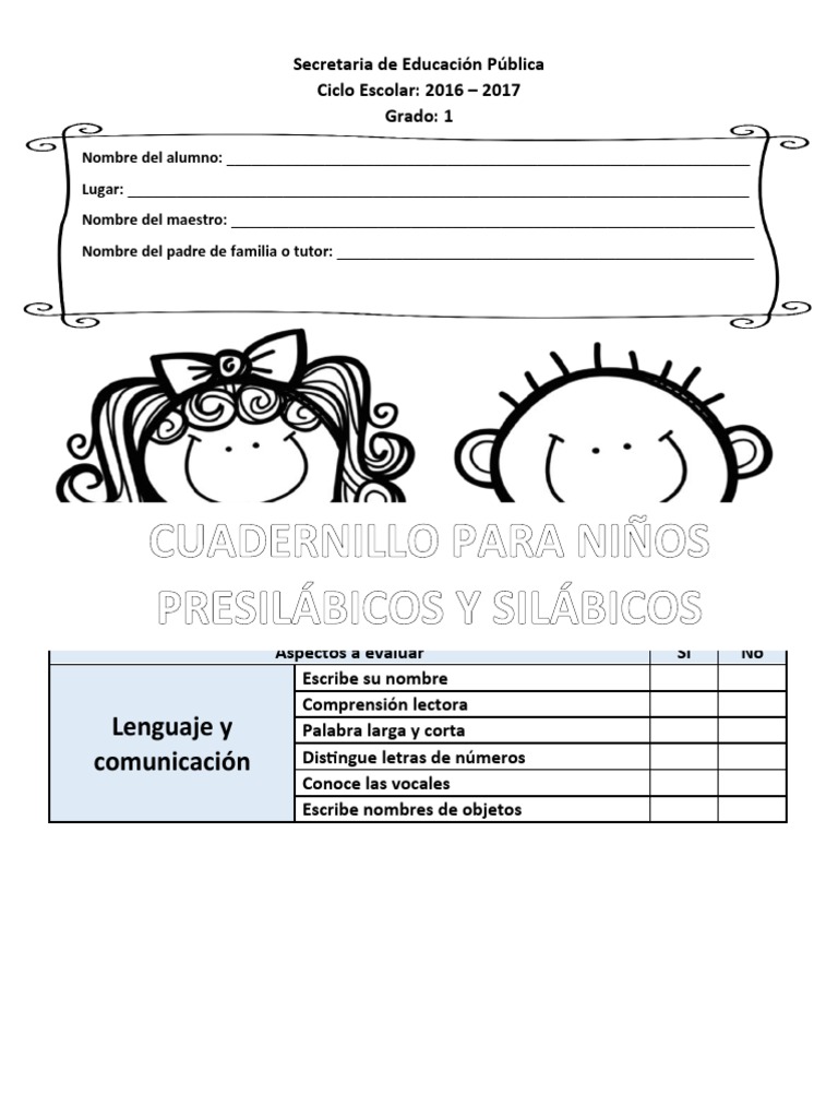 Cuadernillo CUADERNILLO PARA NIÑOS PRESILÁBICOS Y SILÁBICOS | PDF