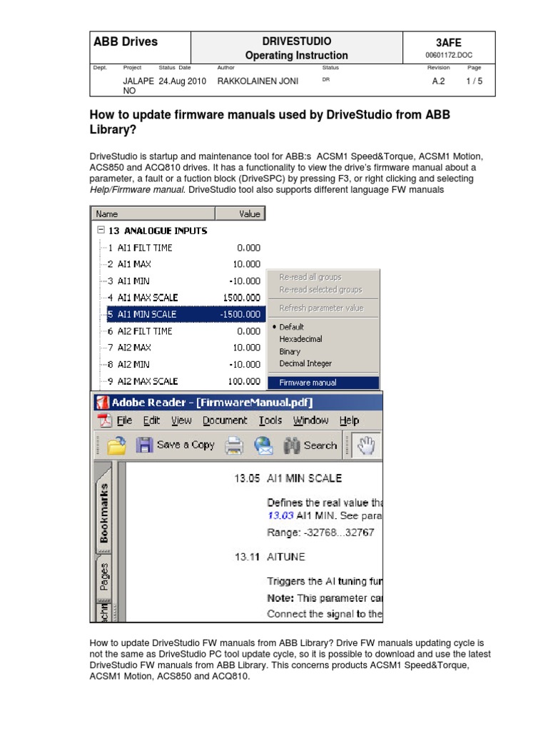 Abb Drives: Help/Firmware Manual. Drivestudio Tool Also Supports Different Language FW Manuals ...