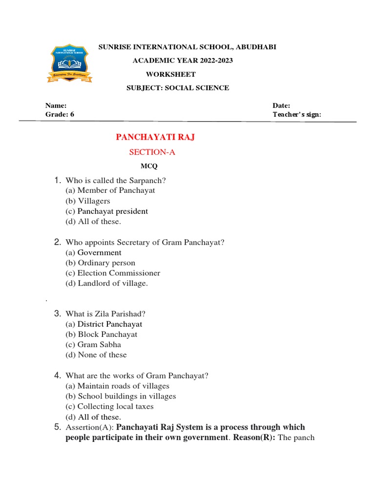Worksheet Chap-5 Civics | PDF