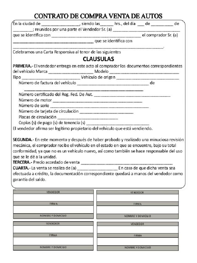 Carta Compra Venta Carros | PDF