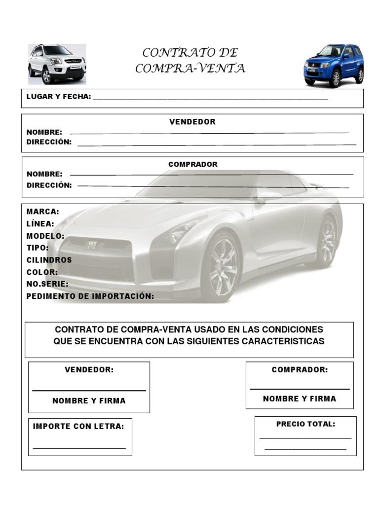 Contrato Compra Venta de Carros | PDF