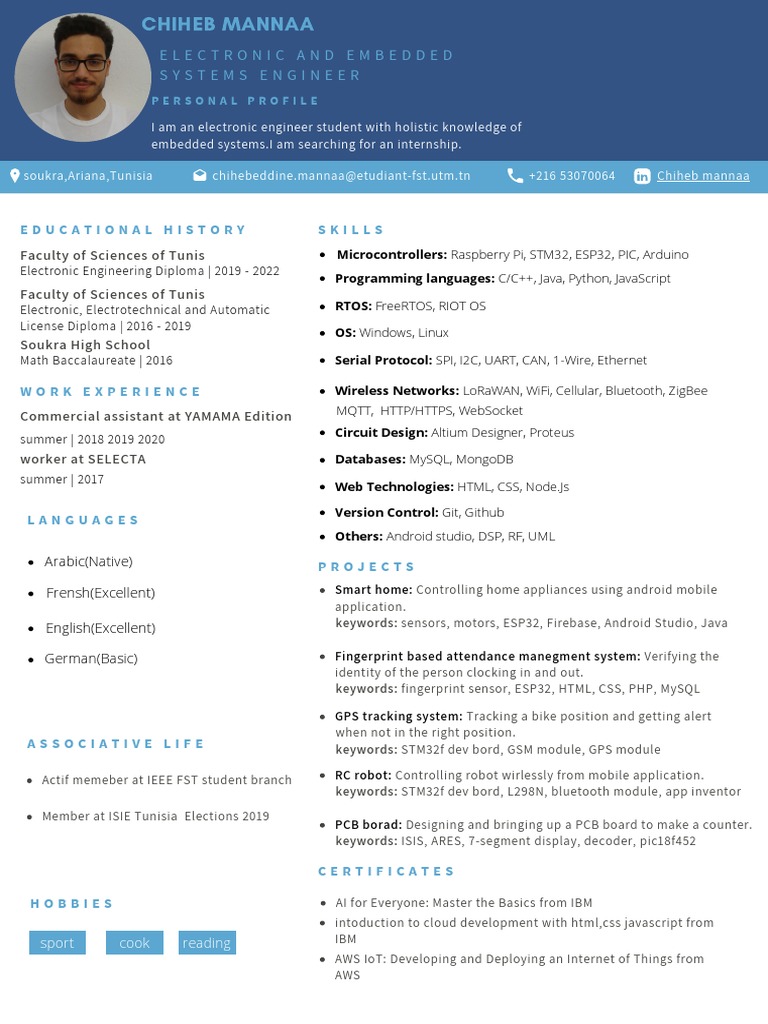 Navy Blue and Black Professional Resume | PDF | Embedded System ...