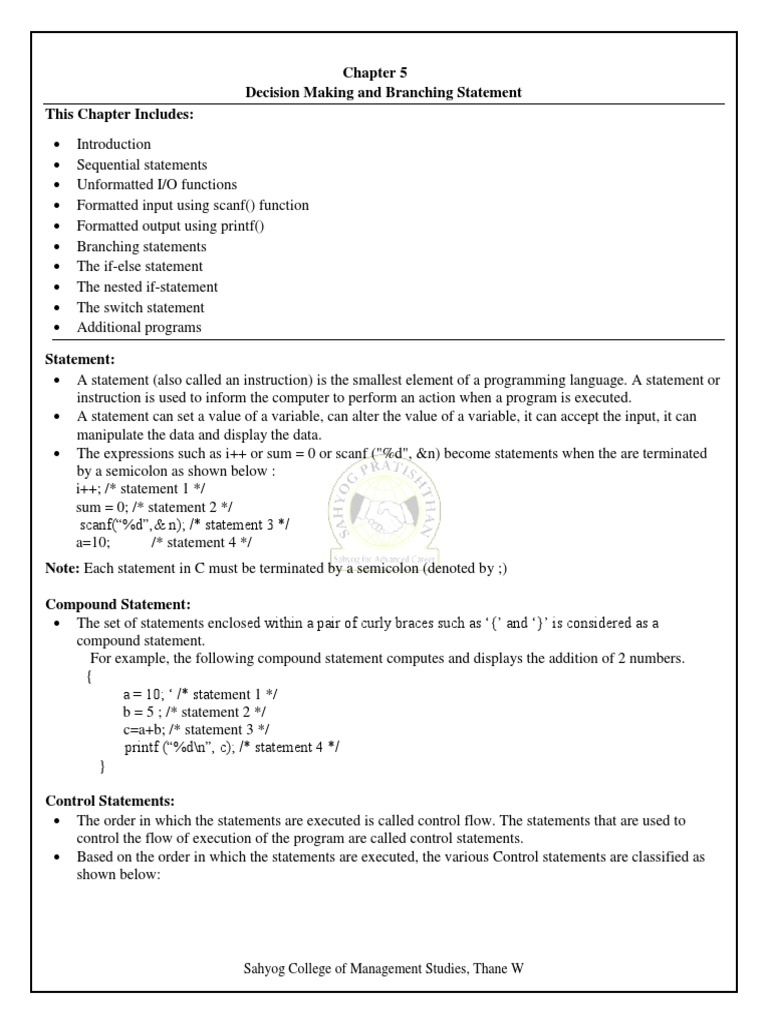 C (Chap-5-Decision Making and Branching Statement) | PDF | Data Type ...
