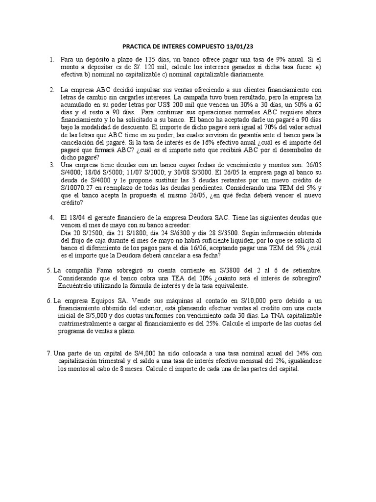 Practica de Int Comp 02 Ciclo 2022 II | PDF | Bancos | Interés