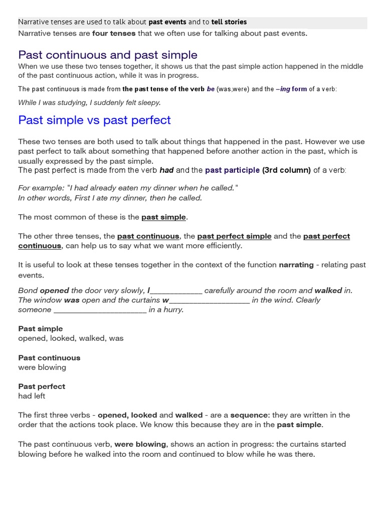 Narrative Tenses - Docx - Google Dokumenti | PDF | Grammatical Tense ...