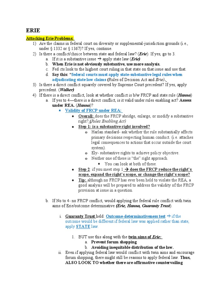 Erie Analysis | PDF | Diversity Jurisdiction | Common Law