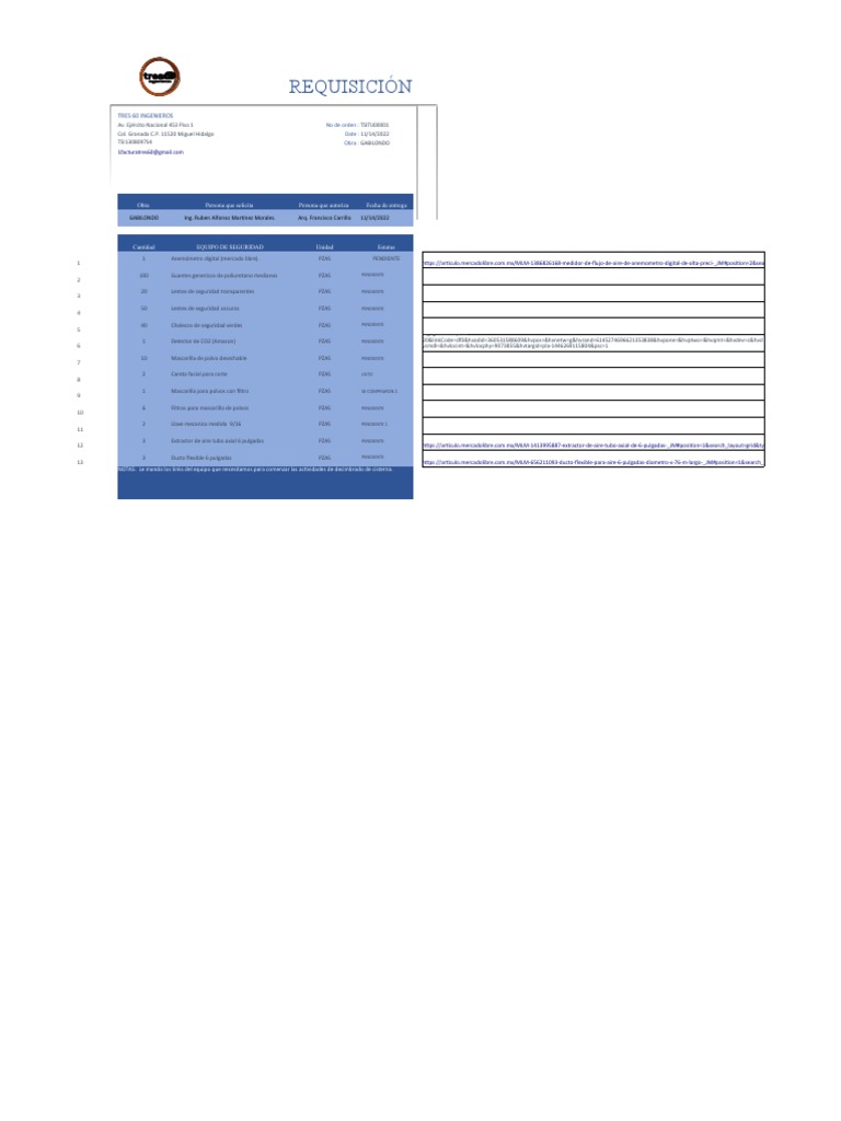 Requisicion Seguridad | PDF | Equipo