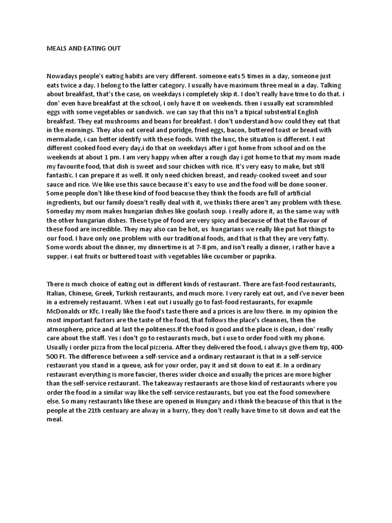 Eating Habits and Dining Choices | PDF | Meal | Foods