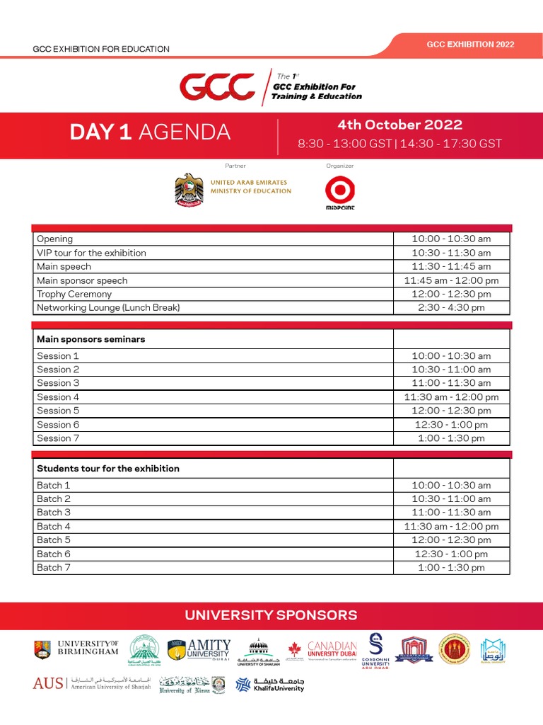 GCC Exhibition Agenda | PDF