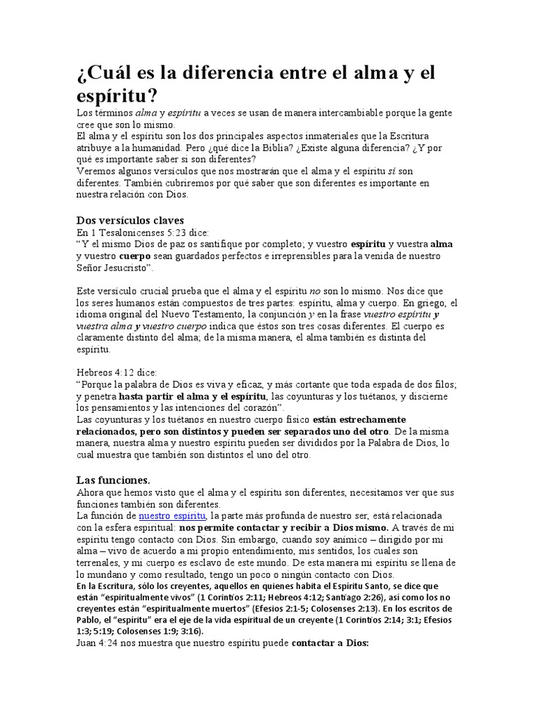 El Alma y El Espíritu | PDF | Alma | Dios