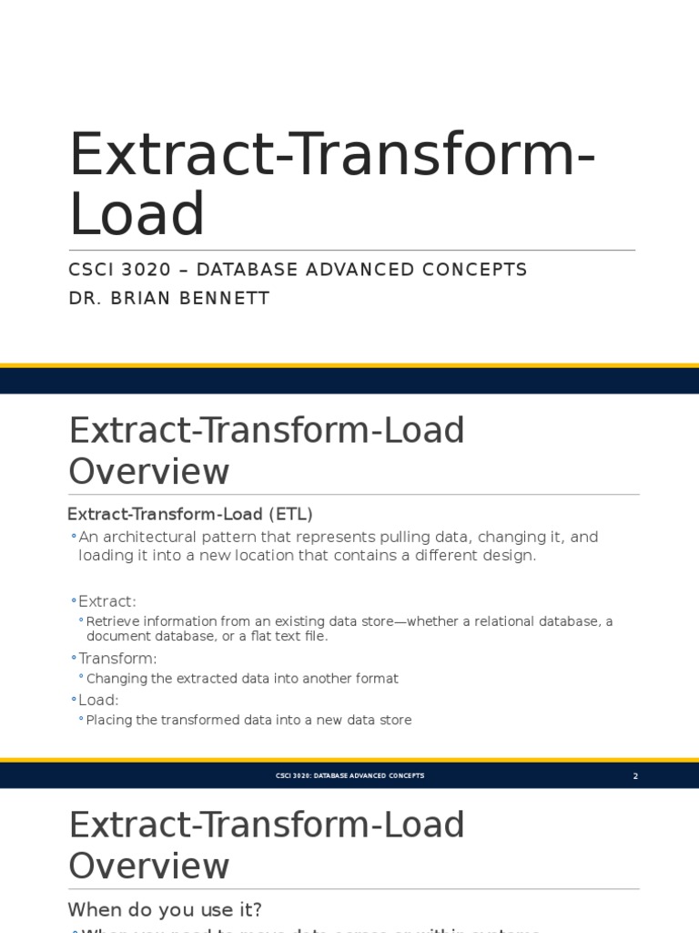 04 Extract Transform Load Pdf Software Engineering Databases