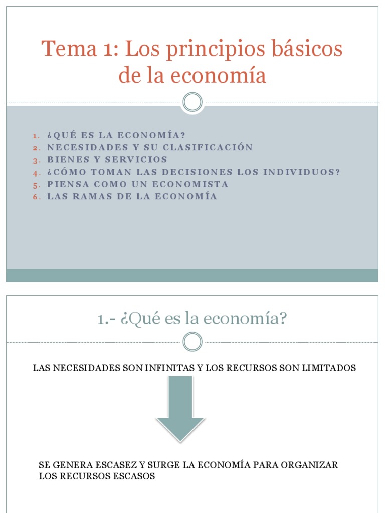 Tema 1 Principios Básicos de La Economía | PDF | Bienes | Ciencias económicas