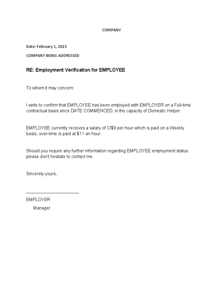 Salary Confirmation Letter Sample | PDF