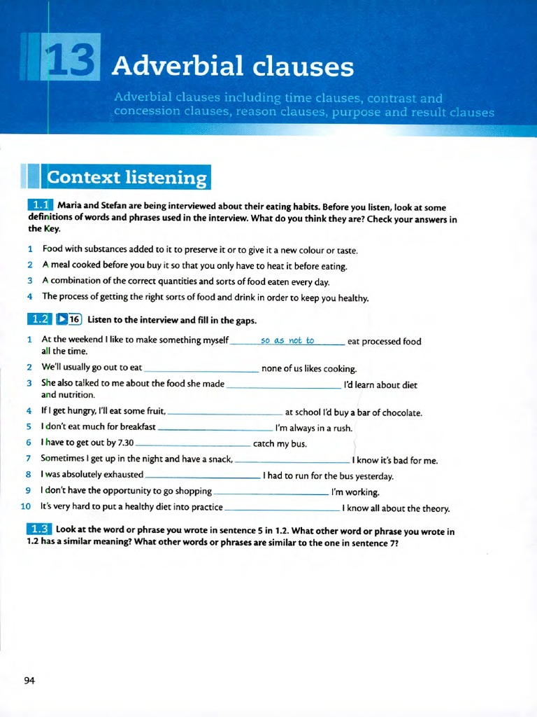 Understanding Adverbial Clauses | PDF | Sentence (Linguistics) | Clause