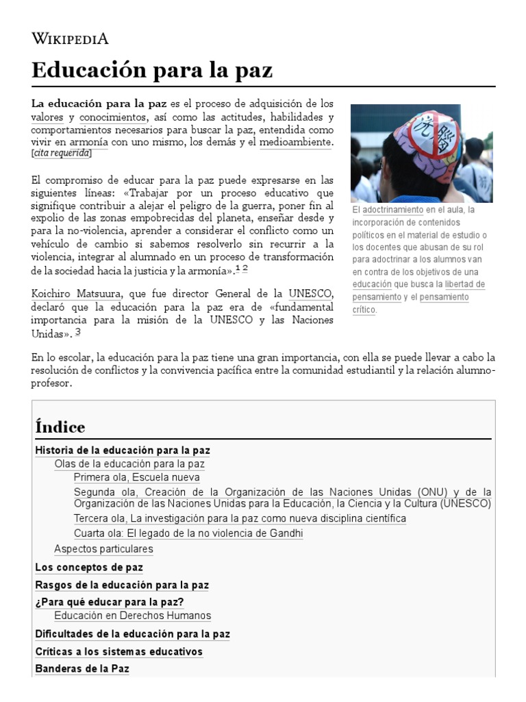 Educación para la paz | PDF | Paz | Principios éticos