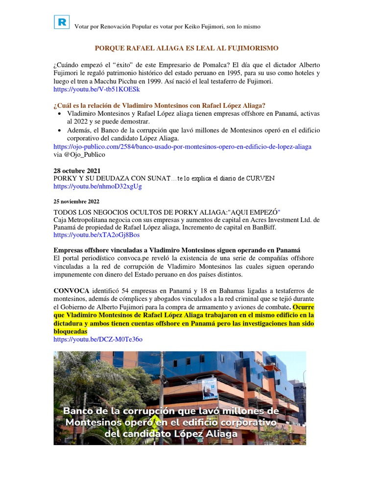 Renovación Popular y Rafael López Aliaga | PDF