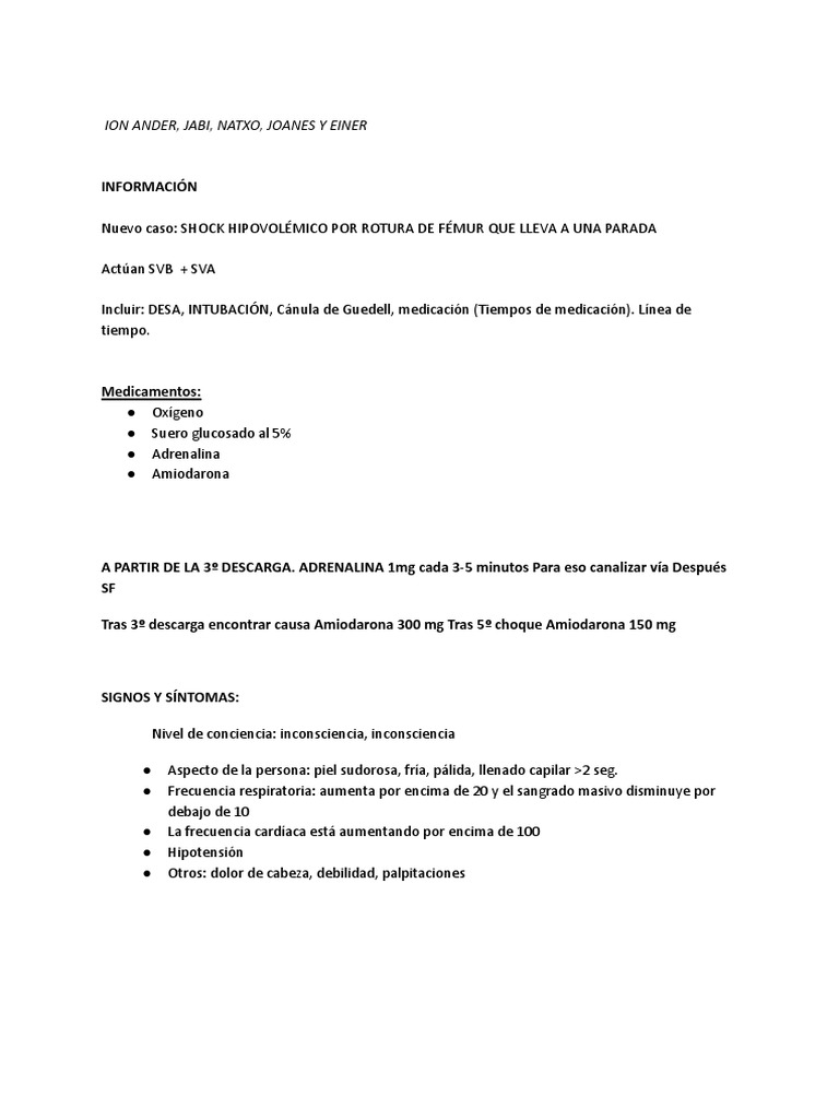Grupo 1. Caso Practico - 5h - 5t | PDF | Reanimación cardiopulmonar ...