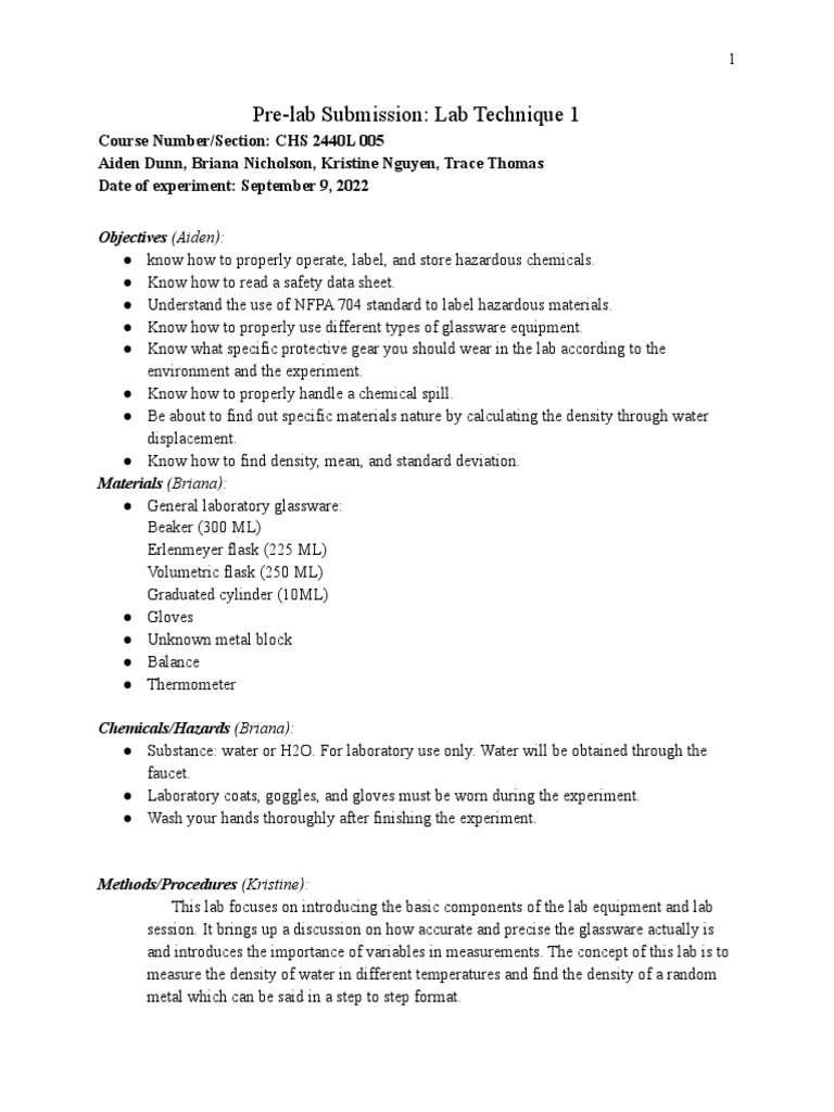 Determining Density Through Water Displacement and Analyzing the Precision of Laboratory ...