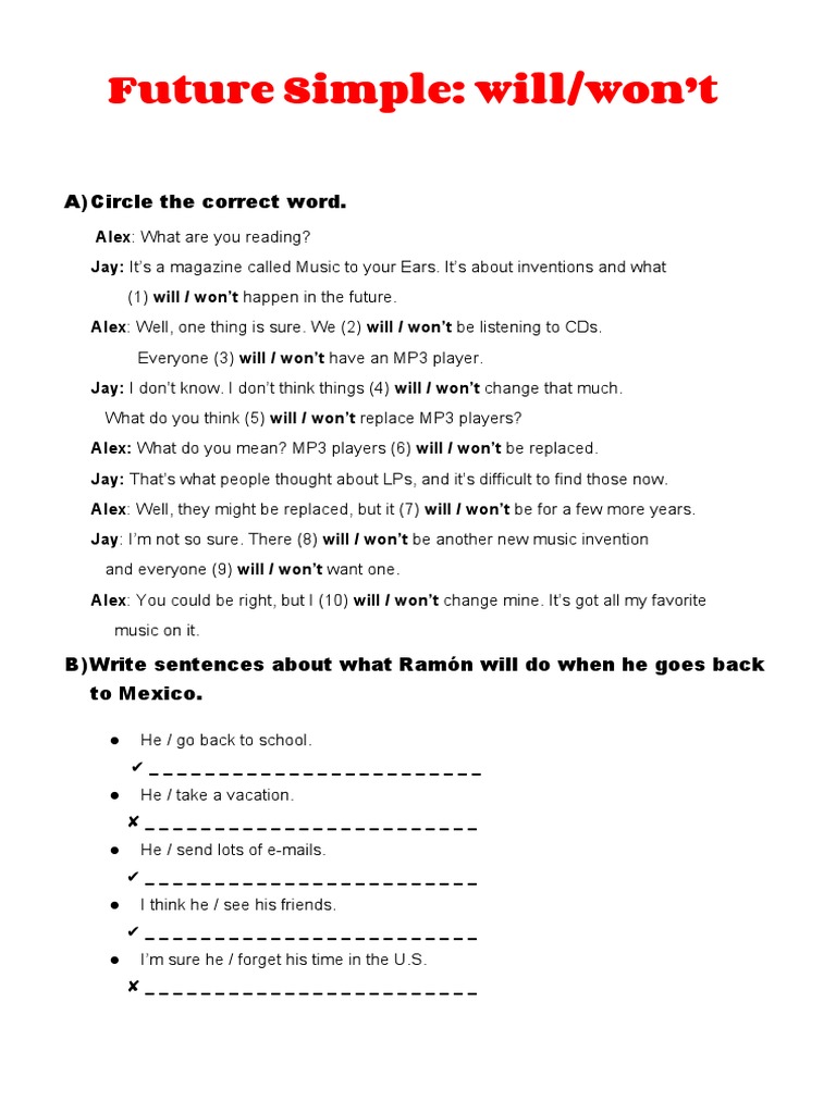 Future Simple - Grammar Homework | PDF | Foreign Language Studies ...