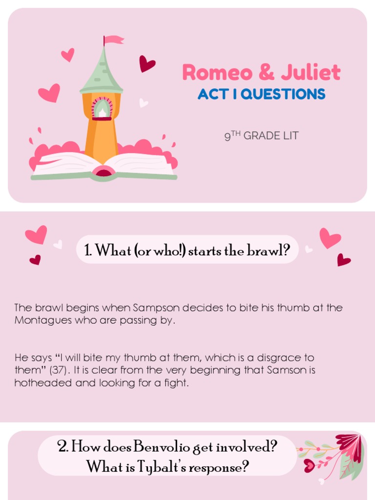 Romeo and Juliet Act One Questions | PDF | Characters In Romeo And ...
