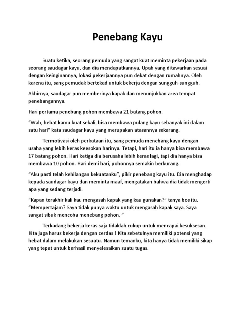 Cerita Inspiratif Penebang Kayu | PDF