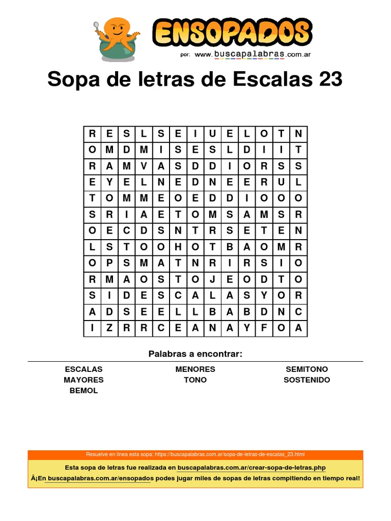 Sopa de Letras de Escalas - 23 | PDF